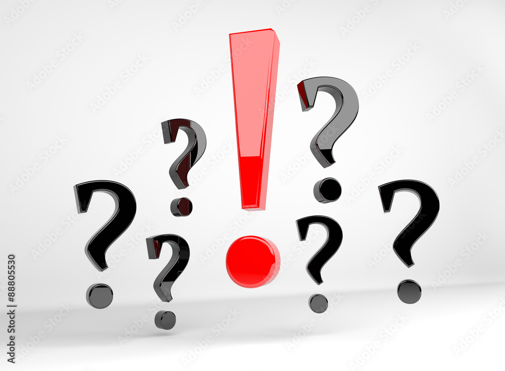 Red exclamation mark surrounded by question marks Stock Illustration ...