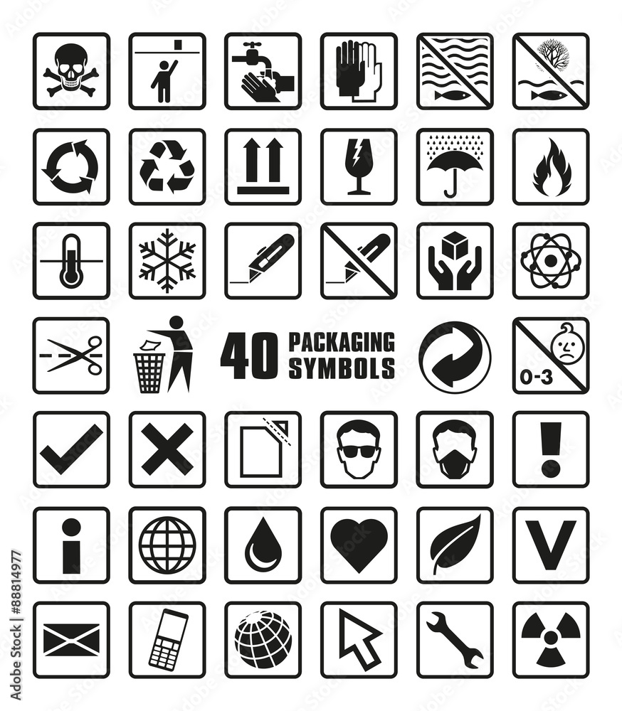 Set of Packaging Symbols in Vector Format Stock Vector | Adobe Stock