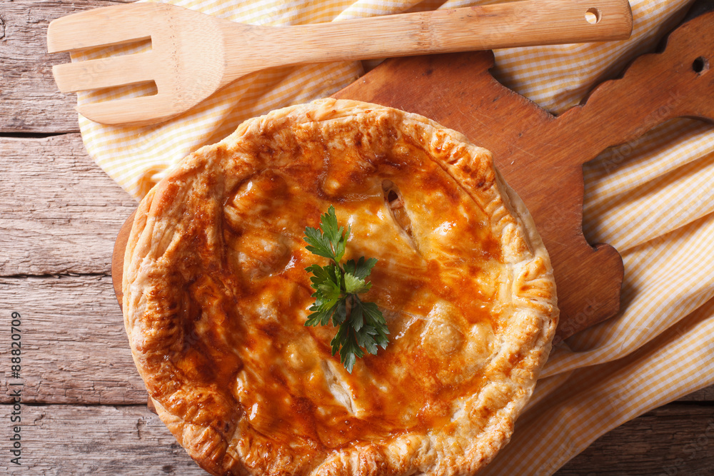 Delicious hot chicken pie close-up. horizontal top view Stock Photo ...