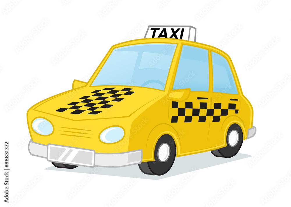 Yellow taxi cab car cartoon illustration Stock Vector | Adobe Stock