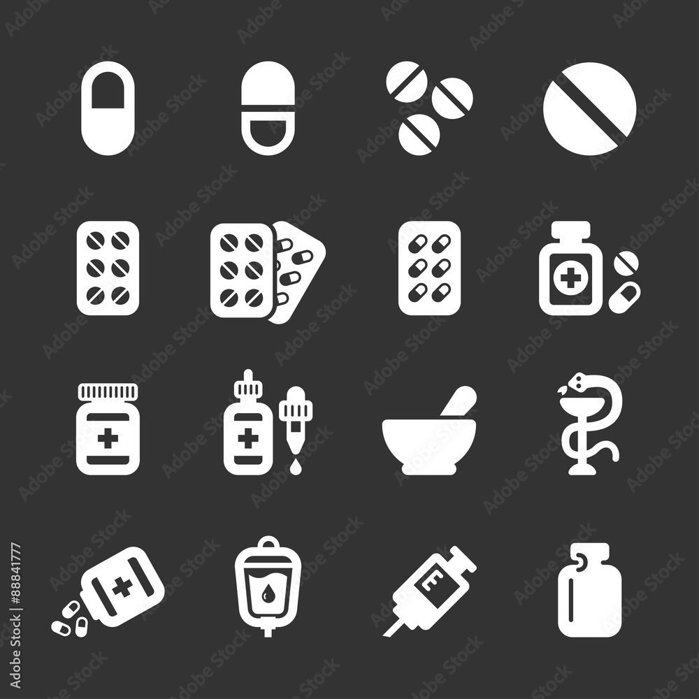 pharmacy and pill icon set, vector eps10 Stock Vector | Adobe Stock