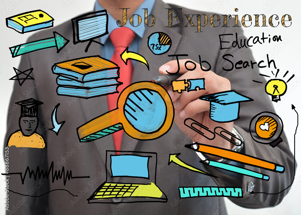 Foto Stock Drawing a Job Search graphic | Adobe Stock