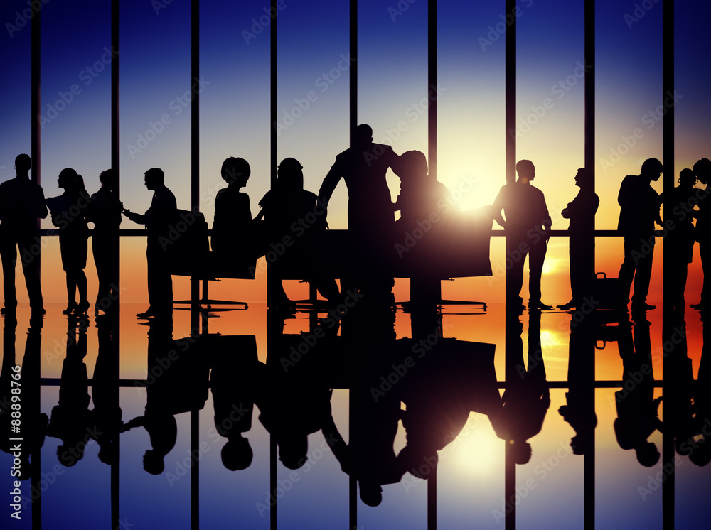Silhouette Business People Corporate Discussion Meeting Concept Stock ...