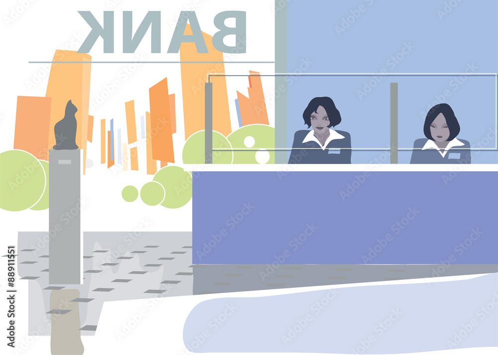 Bank office interior. Bank staff are working. vector Stock Vector ...