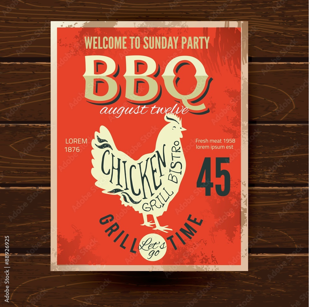 Barbecue party invitation. BBQ brochure menu design. Stock Vector ...
