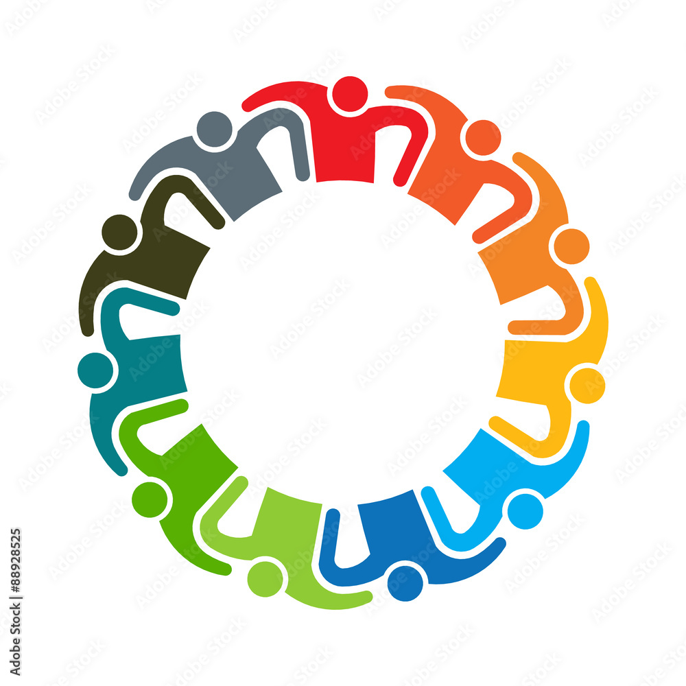 People teamwork logo. Group of eleven persons Stock Vector | Adobe Stock