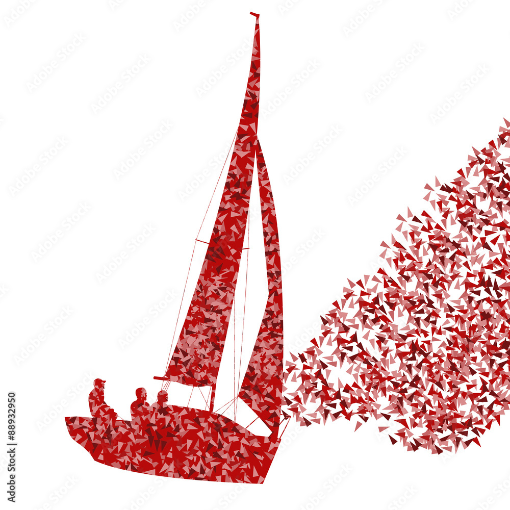 Sailing yacht, boat ship vector background concept made of fragm Stock ...