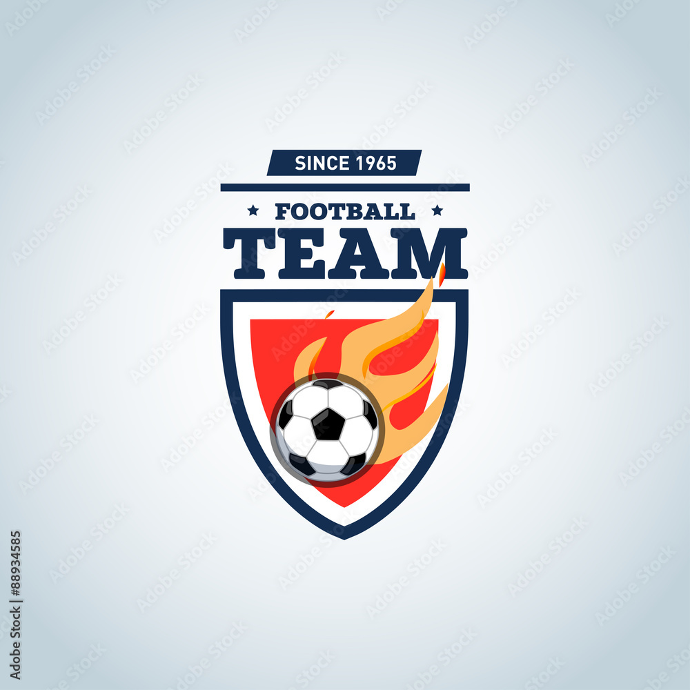 Soccer logo. Orange and dark blue soccer football badge logo design ...