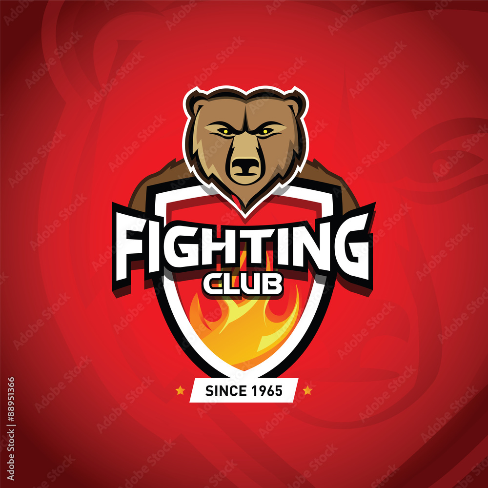 Fight club MMA UFC Mixed martial arts fighting logo template. Fighting ...