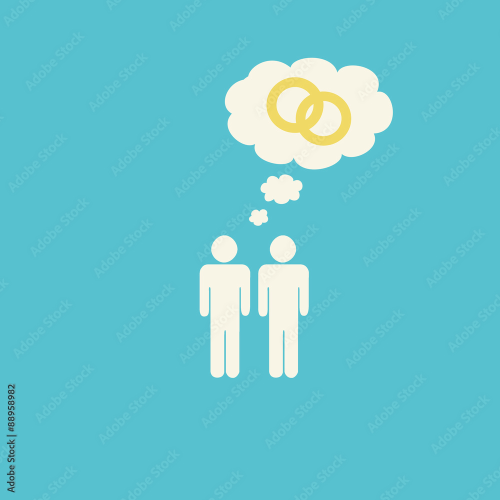 Simple Gay Marriage Graphic With Two Male Stick Figures Holding Hands