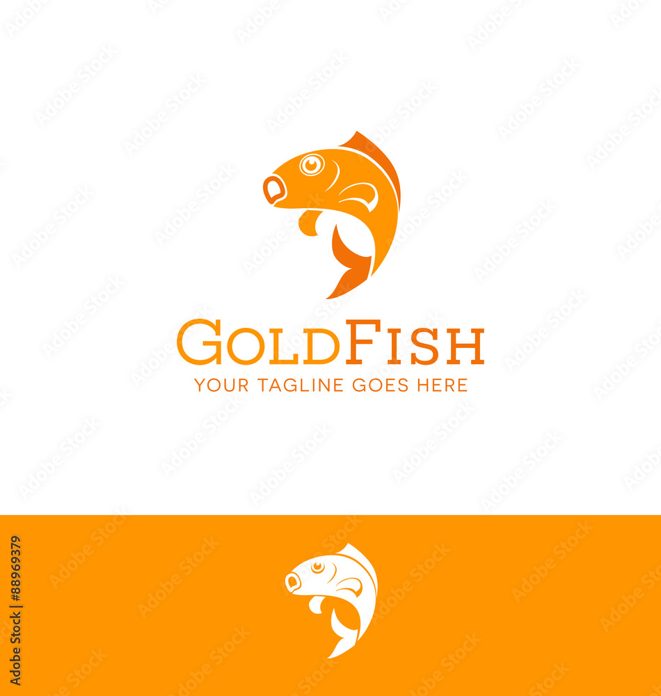 logo design of a jumping goldfish Stock Vector | Adobe Stock