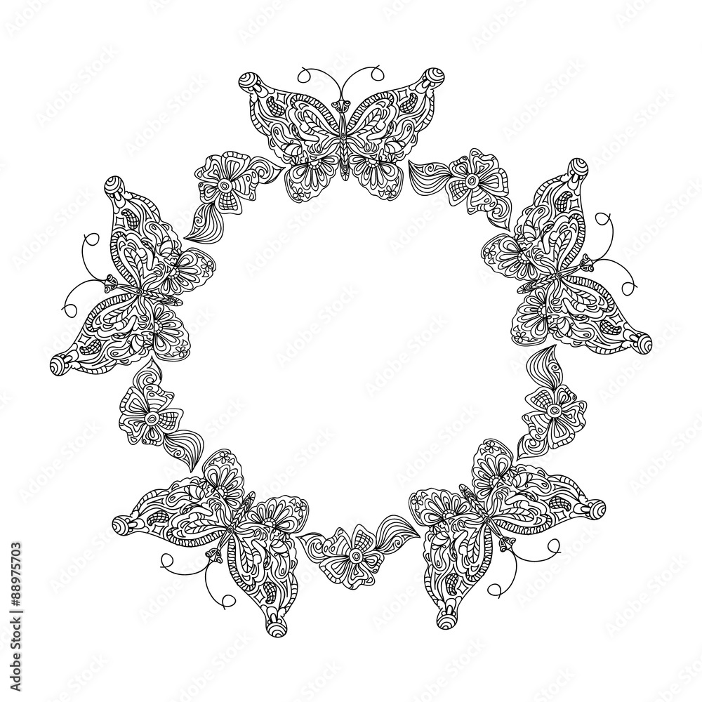 Butterfly frame coloring page Stock Illustration | Adobe Stock Butterfly frame coloring page Stock Illustration | Adobe Stock