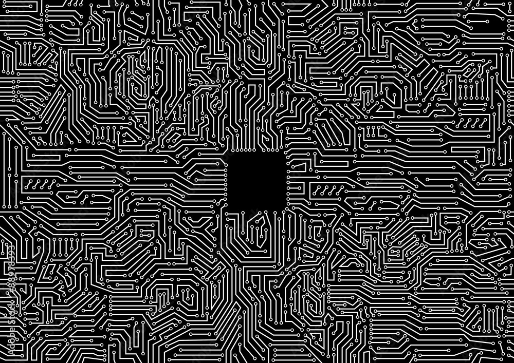 Circuit Board Seamless Texture. Black and White Stock Illustration ...
