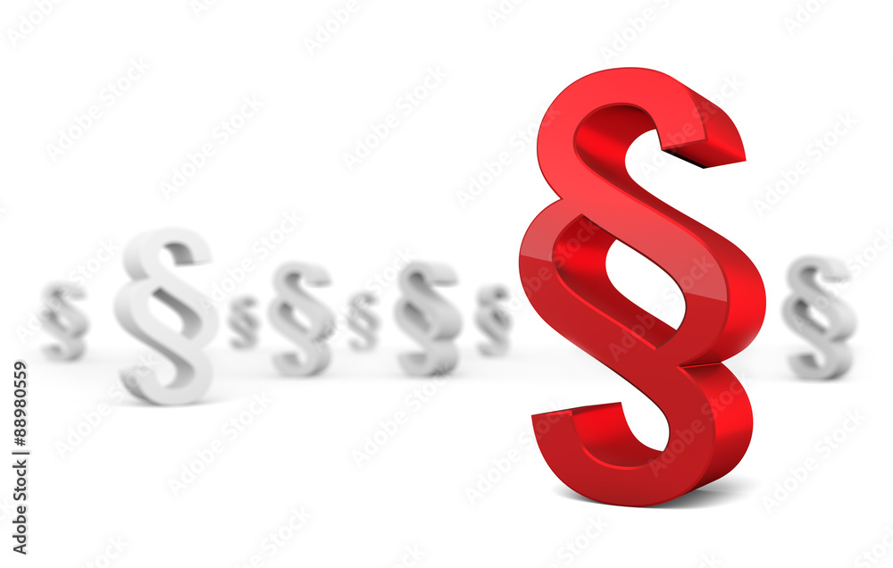 Rotes Paragraphen Zeichen umgeben von grauen Paragraphen Zeichen Stock ...