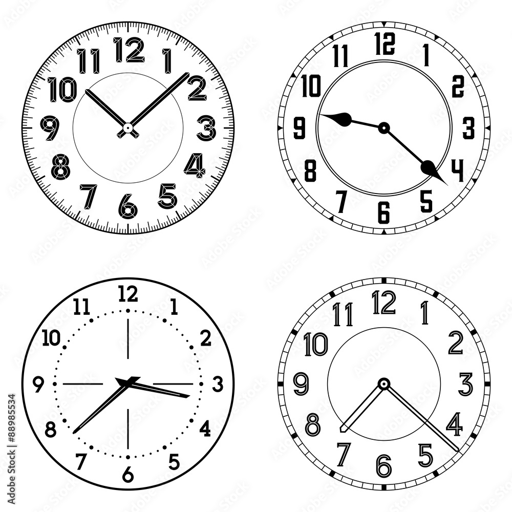 The set of different clock faces. Editable vector clock faces. Round ...