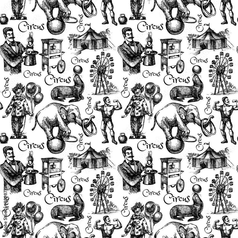 Hand drawn sketch circus and amusement vector illustration Stock Vector ...