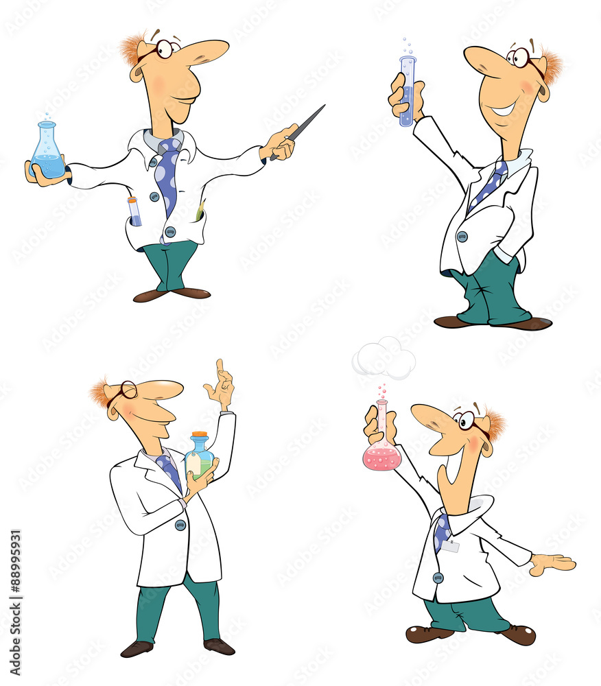 Set of scientists Clip-Art. Cartoon Stock Vector | Adobe Stock
