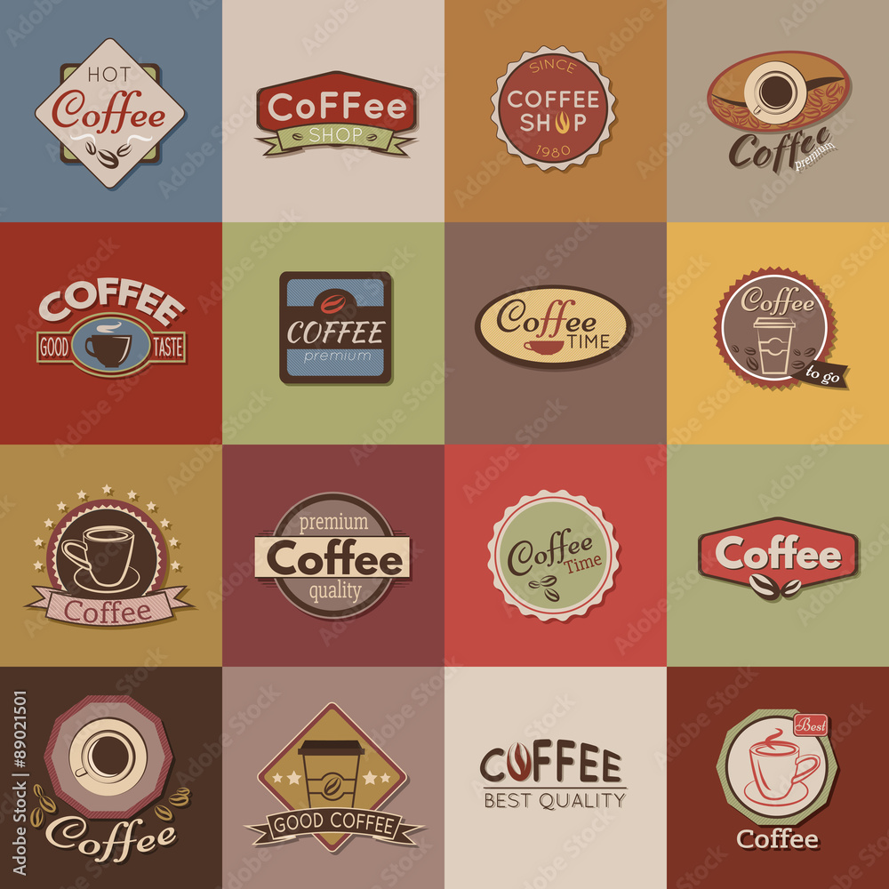 Set of coffee labels, badges and logos for design. Stock Vector | Adobe ...