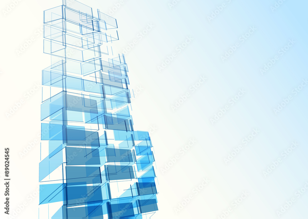 Modern blue glass wall of office building Stock Vector | Adobe Stock