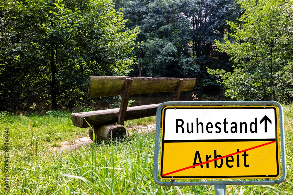 Ruhestand/Arbeit Schild Stock-Foto | Adobe Stock