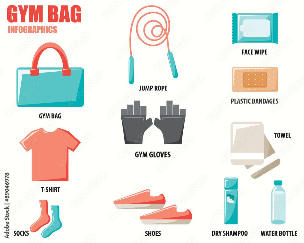 GYM BAG infographics Stock Vector | Adobe Stock