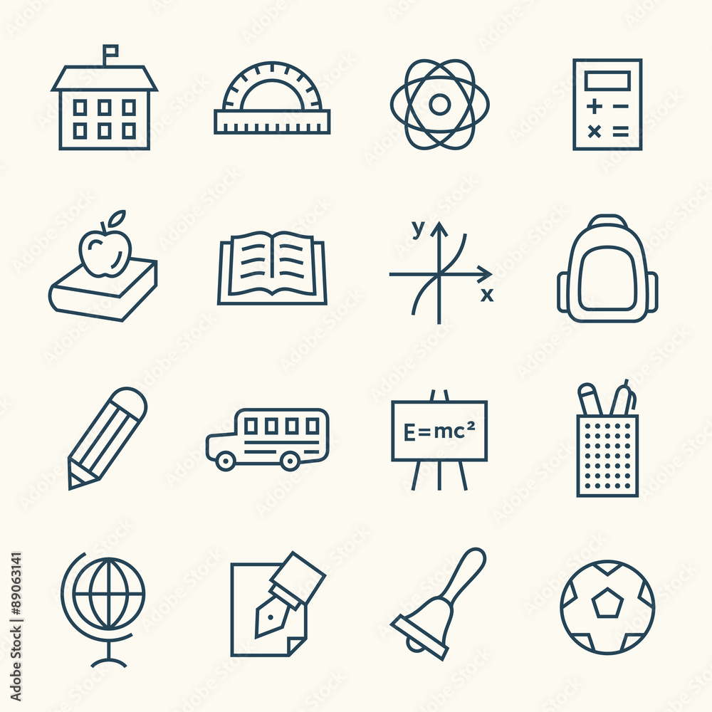 School icon set Stock Vector | Adobe Stock