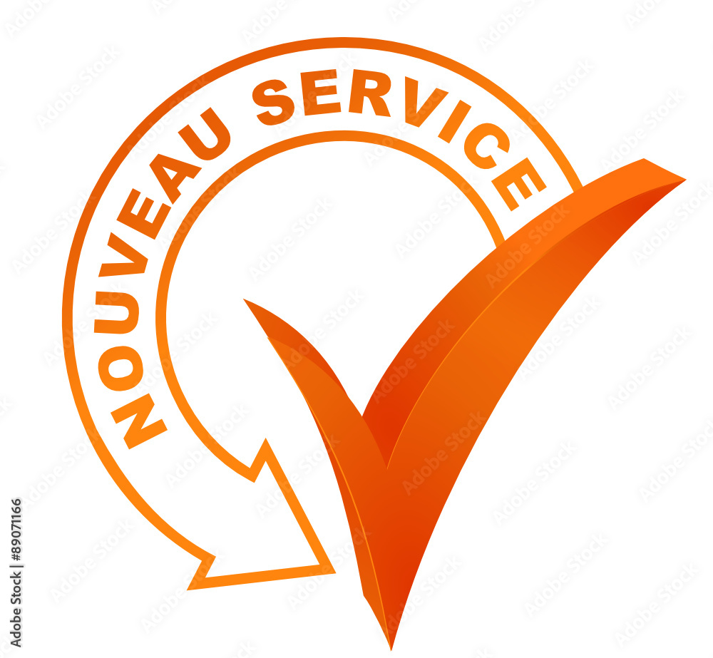 nouveau service sur symbole validé orange Stock Vector | Adobe Stock