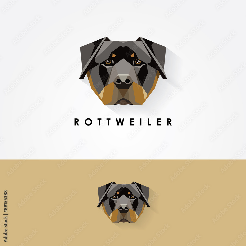 Rottweiler dog head geometric polygonal logo icon. Search and rescue ...