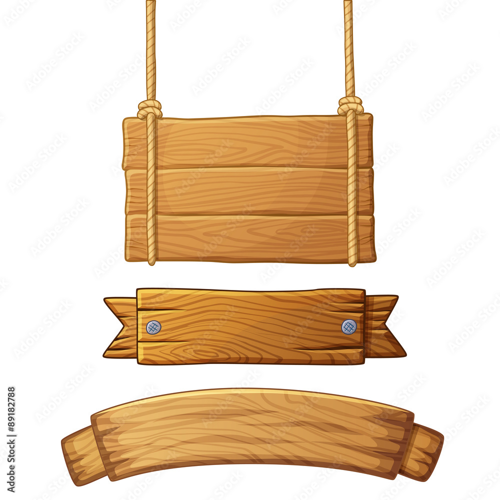 Set of light wooden banners. Vector illustration. Stock Vector | Adobe ...