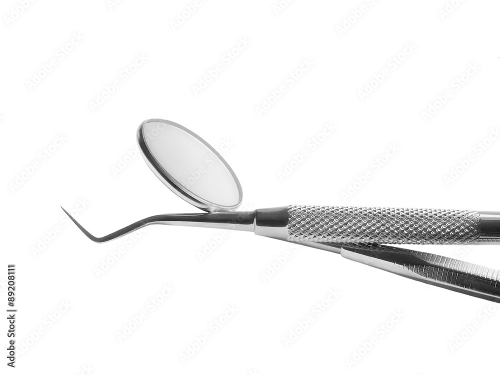 Dental mirror and probe isolated on white background Stock Photo ...