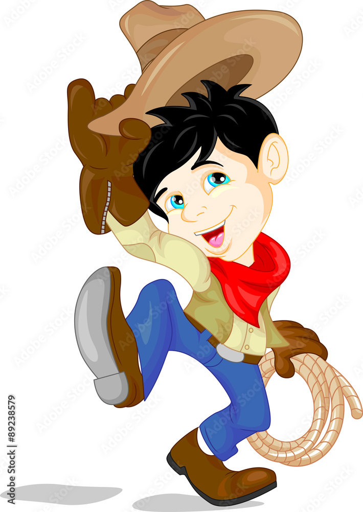 cute cowboy kid cartoon Stock Vector | Adobe Stock