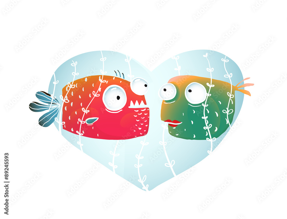 Fish In Love Cartoon