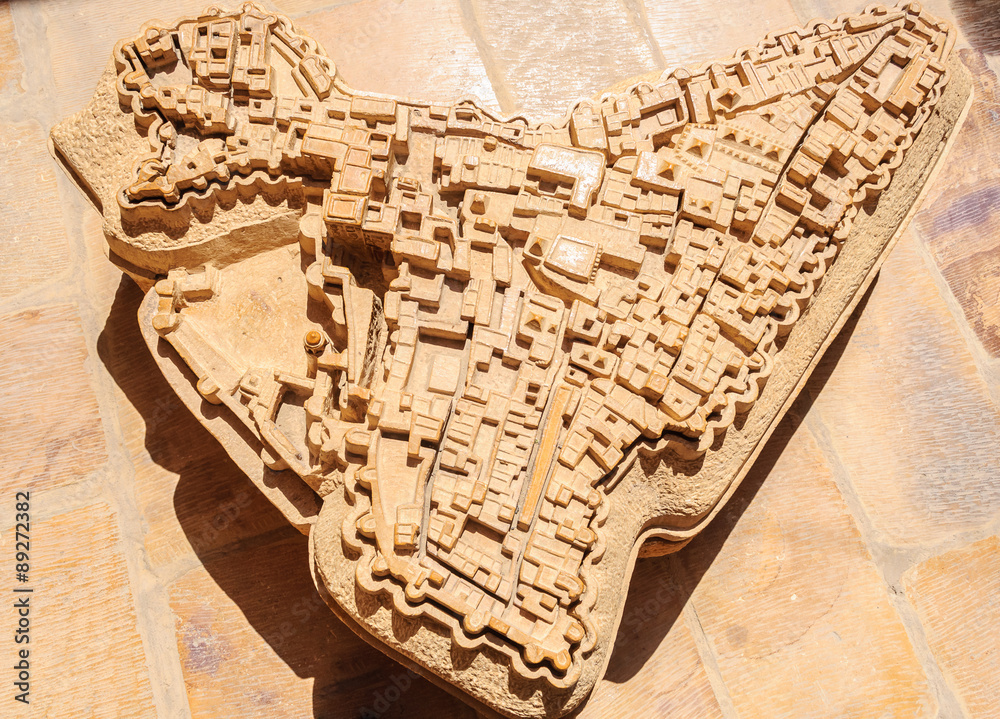 Ancient stone made map of Golden Fort of Jaisalmer, Rajasthan In Stock ...