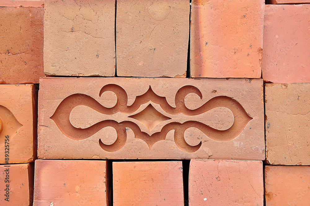 Pattern of red clay bricks. Stock Photo | Adobe Stock