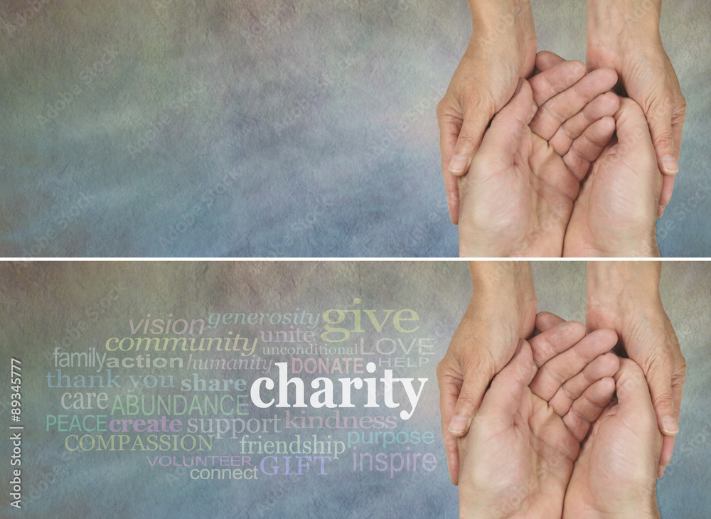 Poster Please give generously - two identical banners one with a ...