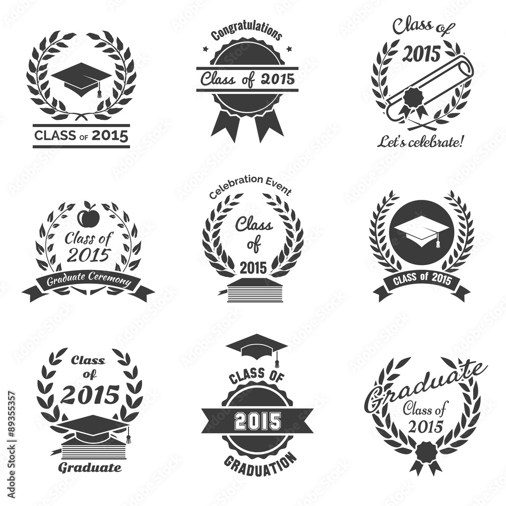 Graduation labels. High School and congratulations graduate logo Stock ...