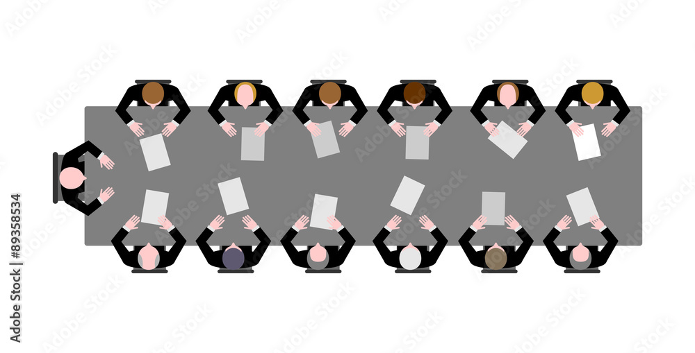 Meeting in Office of the top view. Boss sitting at a table. Slav Stock ...