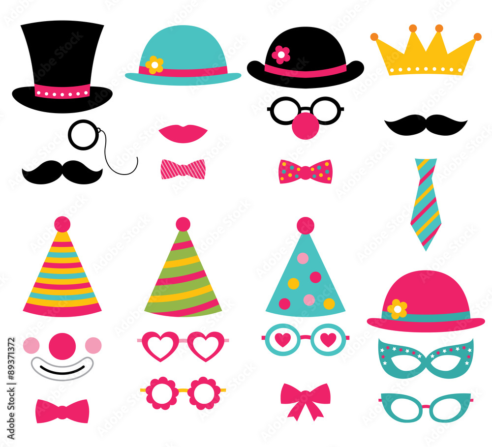 Birthday party photo booth props Stock Vector | Adobe Stock