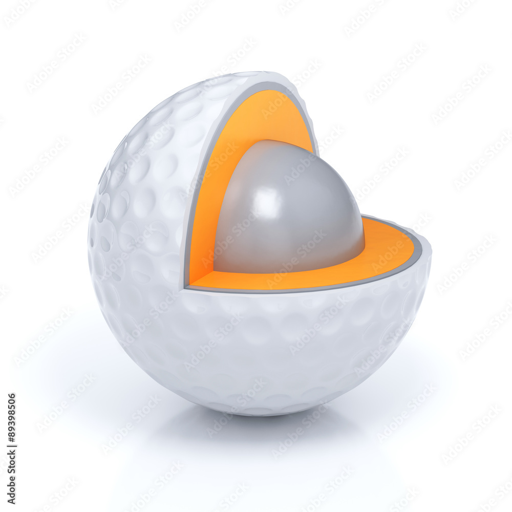 Schematic view of sliced golf ball layers isolated with clipping path ...