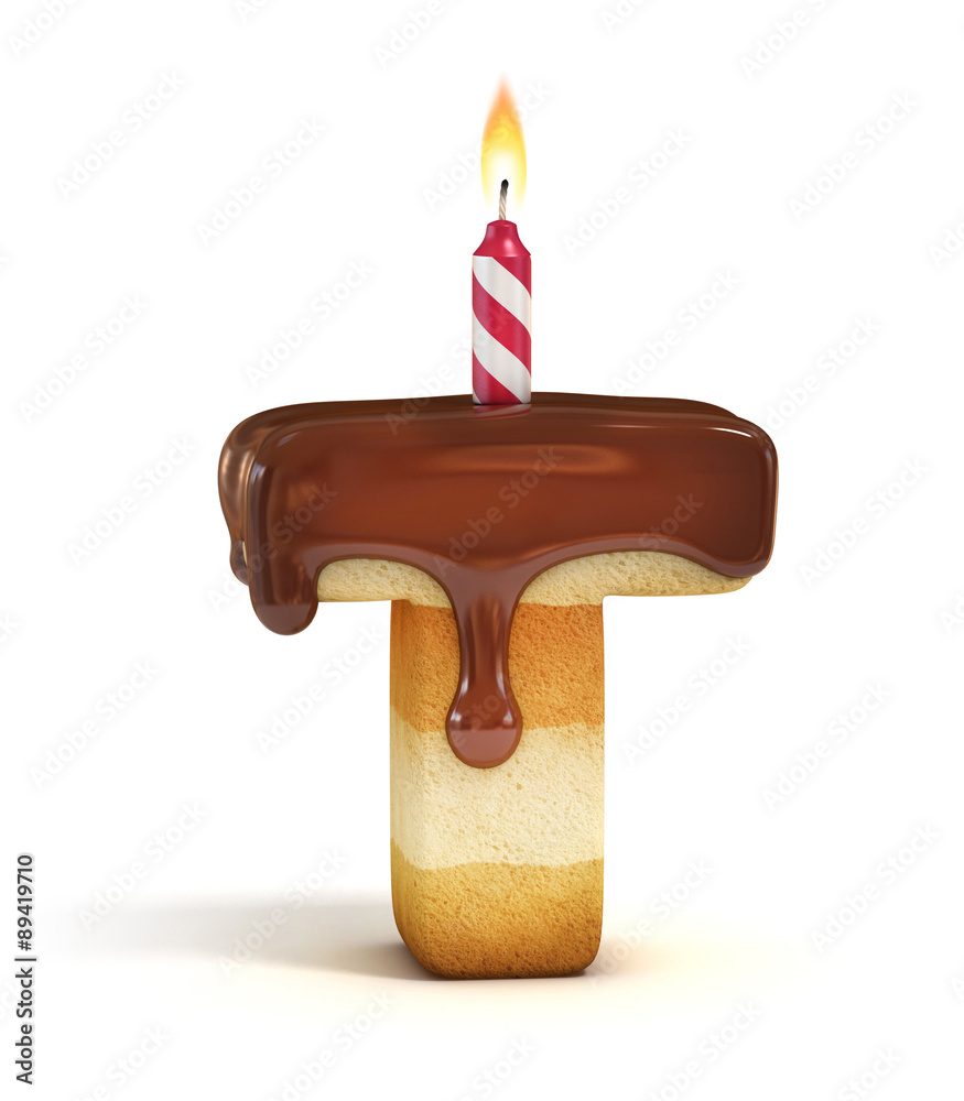 Birthday cake font letter T Stock Illustration | Adobe Stock