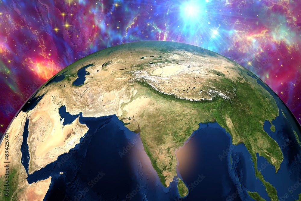 The Earth from space showing India and Arabian peninsula on ...