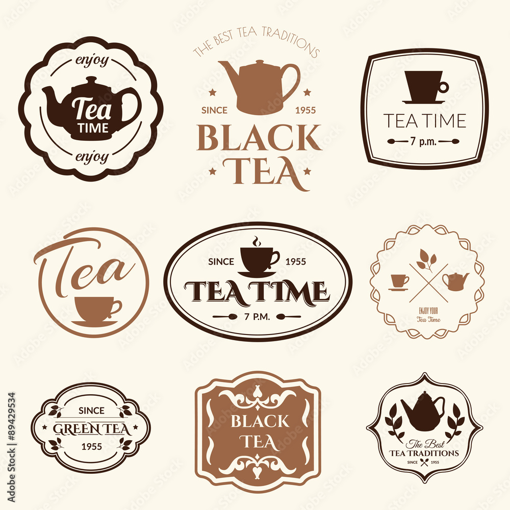 Vector Illustration on white background with tea logo. Stock Vector ...