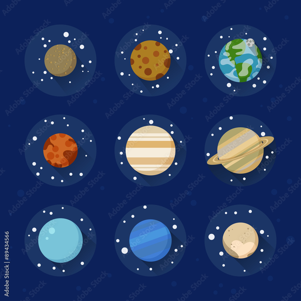 flat solar system planets Stock Vector | Adobe Stock