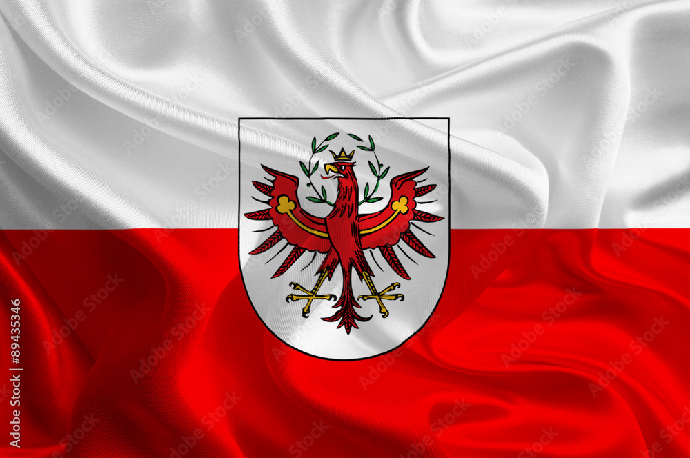 Austrian State Flags: Waving Fabric Flag of Tirol Stock-Illustration ...