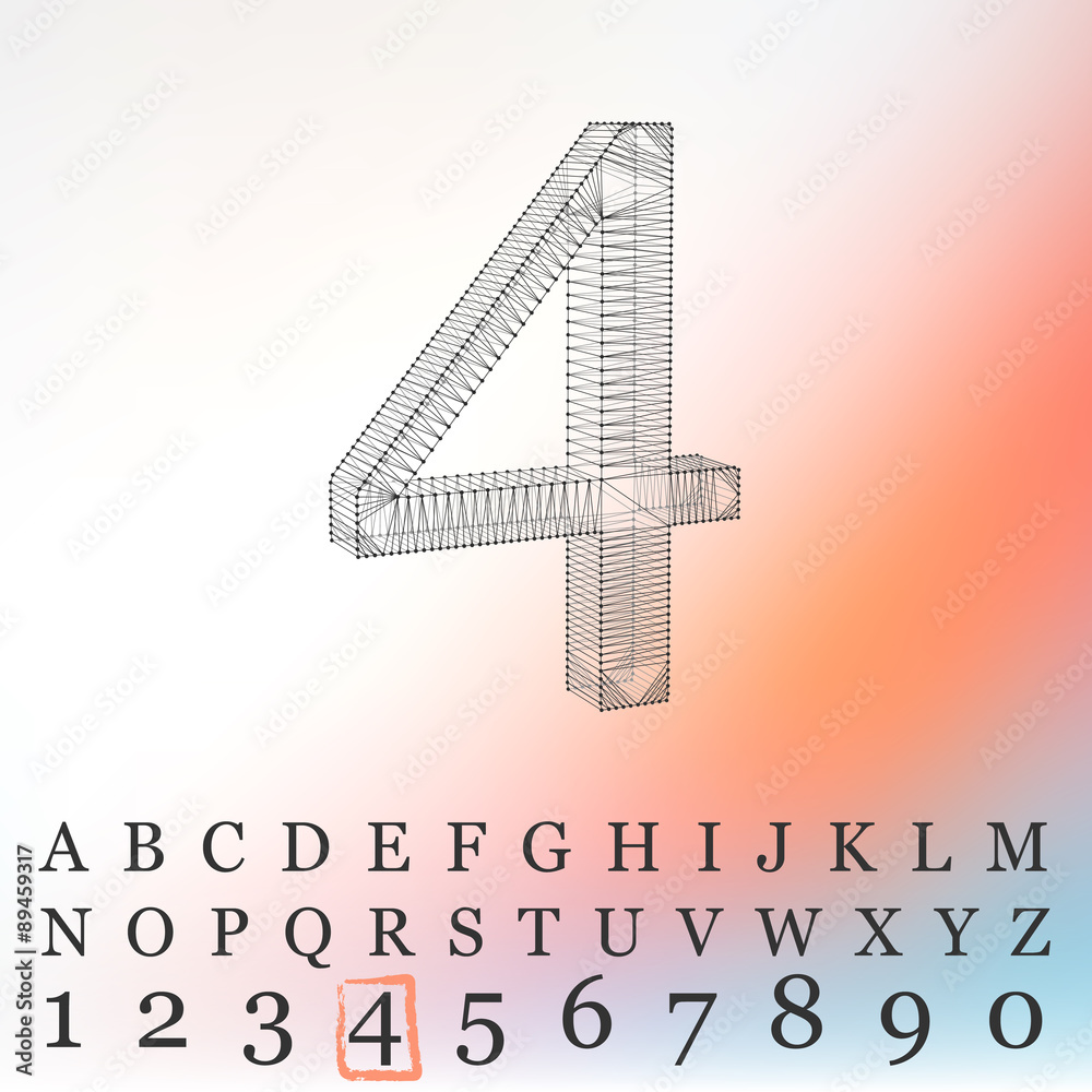 Vector low poly numbers font. Polygon number alphabet. Vector ...