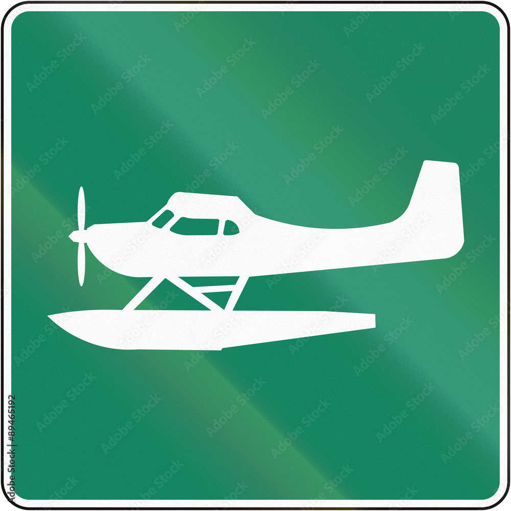 Propeller plane airport road guide sign in Canada. This sign is used in ...