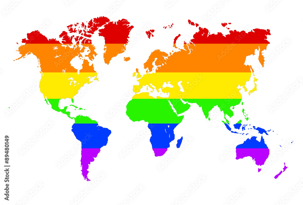 Rainbow world map illustration Stock Photo | Adobe Stock