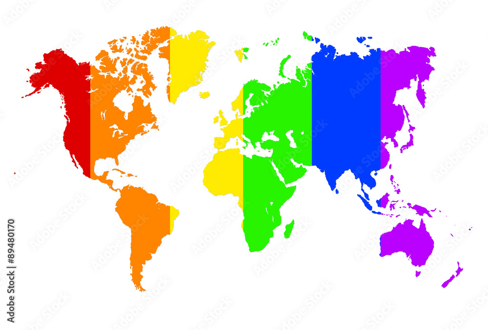 Rainbow world map illustration Stock Photo | Adobe Stock
