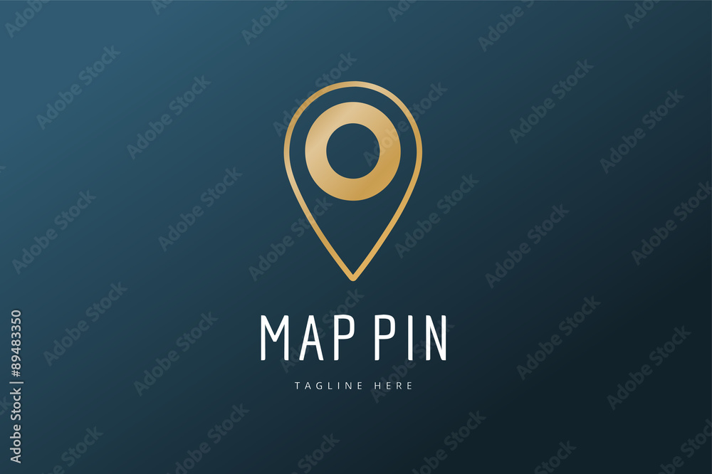Map pin vector logo icon template. Travel logo, marker shape Stock ...