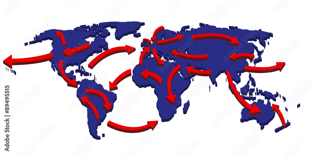 World Expansion Market Trade Routes Business Map 3D Stock Vector ...